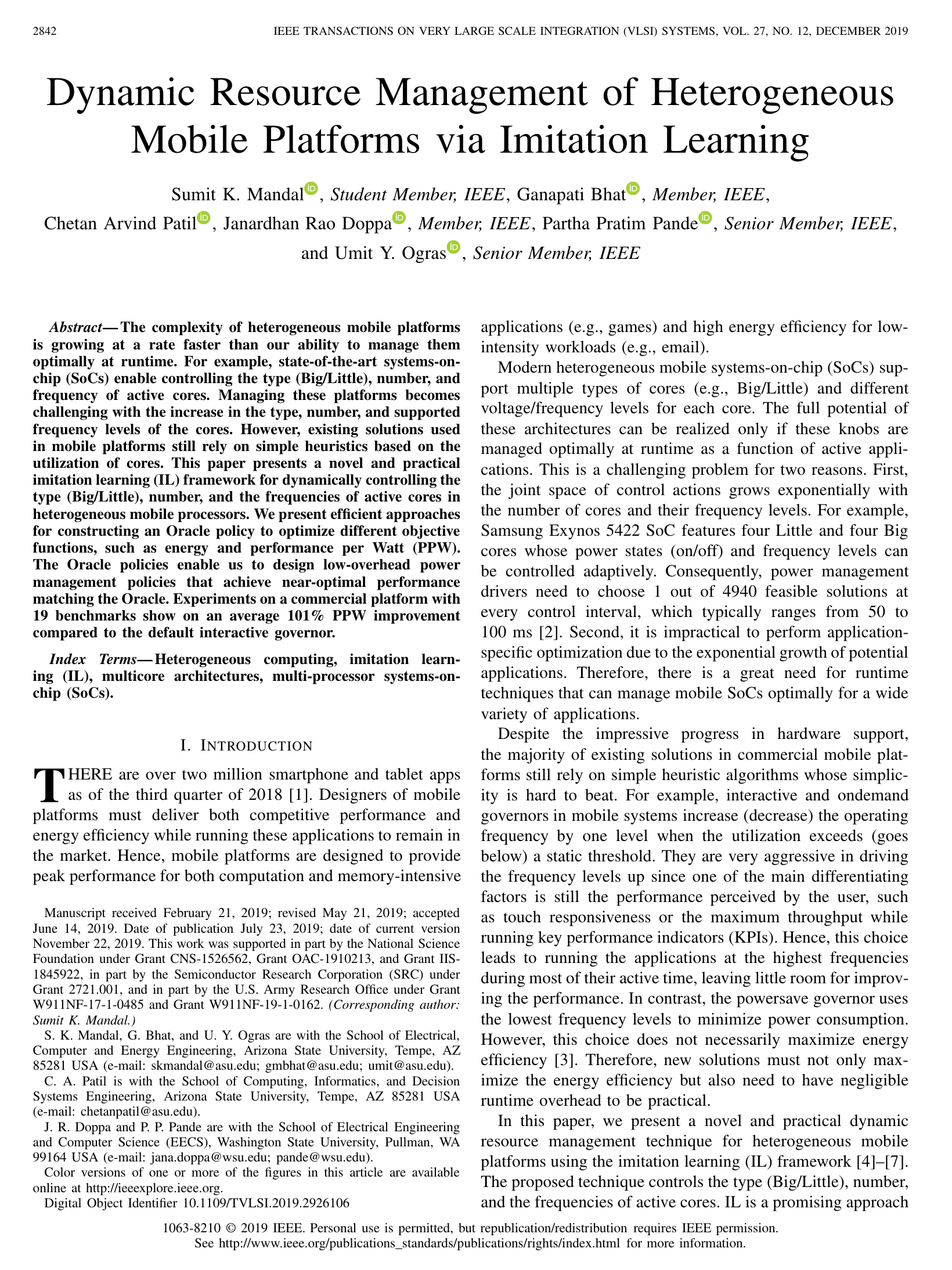 Dynamic Resource Management of Heterogeneous Mobile Platforms via ... Dynamic Resource Management of Heterogeneous Mobile Platforms via ...